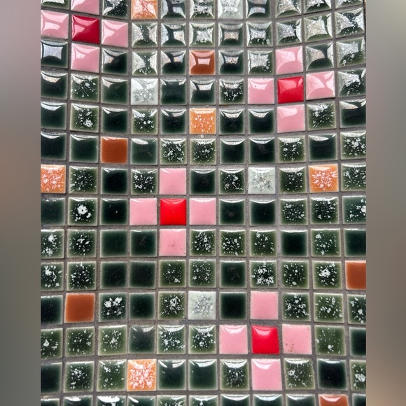 Accents | Mid Century Mosaic Tile Plate Tray Multi Colors With Pinks ...
